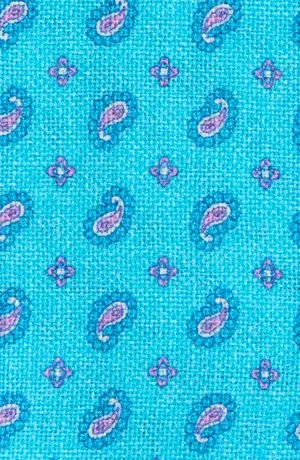 CLIFTON WILSON Paisley Wool Pocket Square - Teal
