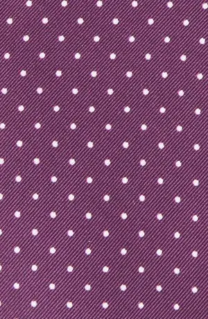CLIFTON WILSON White Neat Dot Silk Pocket Square - Plum