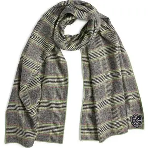 CLIFTON WILSON Glen Plaid Wool Scarf Black