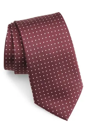 CLIFTON WILSON Polka Dot Standard Neck Tie - Maroon