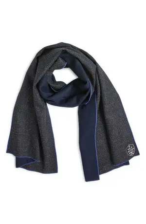 CLIFTON WILSON Glen Plaid Double Face Wool Scarf - Charcoal
