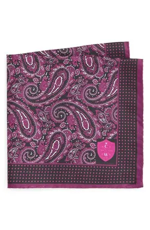CLIFTON WILSON Paisley Silk Pocket Square At Nordstrom Fuschia