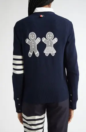 Thom Browne Classic 4-bar Virgin Wool V-neck Cardigan