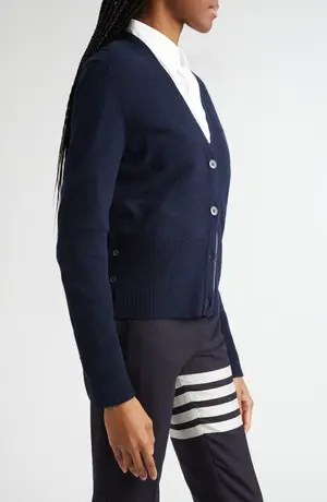 Thom Browne Classic 4-bar Virgin Wool V-neck Cardigan
