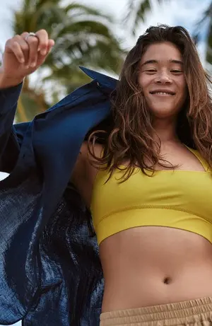 ANSEA The Reversible Sporty Bikini Top - Chartreuse/forest