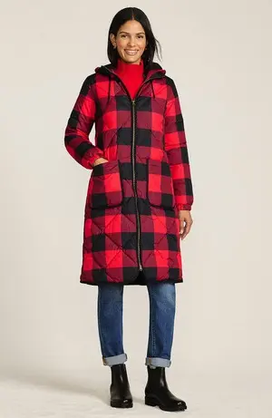 LANDS' END Featherfree Insulated Diamond Quilted Maxi Coat