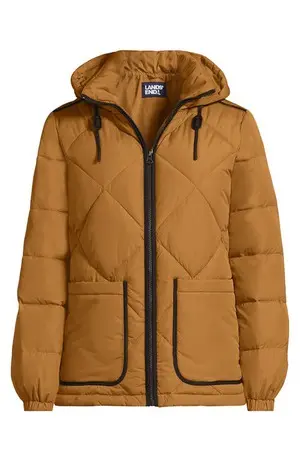 LANDS' END Featherfree Insulated Diamond Quilted Jacket - Canyon Camel