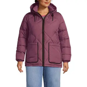 LANDS' END Lands' End Featherfree Insulated Diamond Quilted Jacket Washed Bordeaux