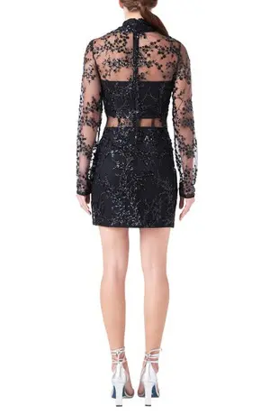 Endless Rose Long Sleeve Sequin Minidress - Black