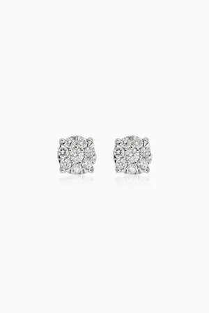 ORADINA 14k Gold Diamond Stud Earrings - White Gold - Diamonds
