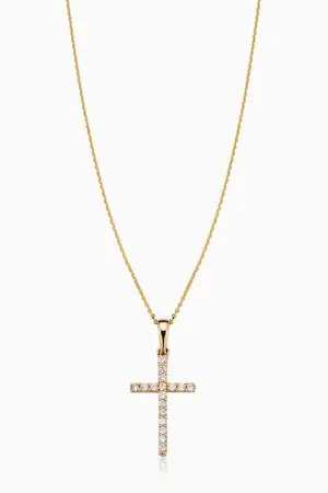 ORADINA 14k Gold Diamond Cross Pendant Necklace - Yellow Gold - Diamonds