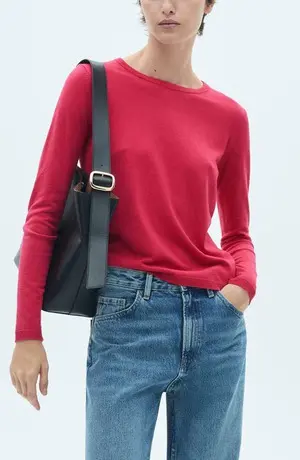 Mango Lightweight Crewneck Sweater - Fuchsia