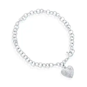 DONATELLO GIAN Name' Diamond Cut Heart Charm Bracelet