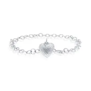 DONATELLO GIAN Name' Diamond Cut Heart Charm Bracelet - Silver
