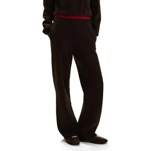 FAVORITE DAUGHTER Fatigue Sisters Cotton & Cashmere Wide Leg Sweater Pants - Espresso