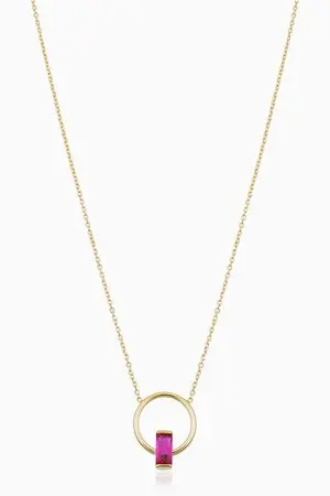 ORADINA 14k Gold Bella Pendant Necklace - Gold - Ruby Zirconia