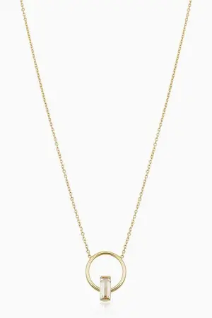 ORADINA 14k Gold Bella Pendant Necklace - Gold - White Topaz