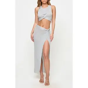 L*Space Heart Of Gold Metallic Crop Cover-up Top - Metallic Silver