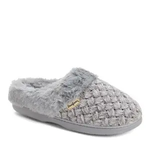 DEARFOAMS Claire Cable Knit Chenille Clog Slipper - Grey