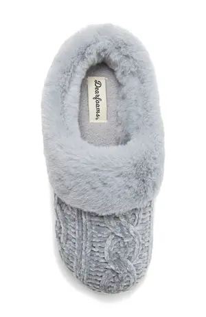 DEARFOAMS Claire Cable Knit Chenille Clog Slipper - Sleet