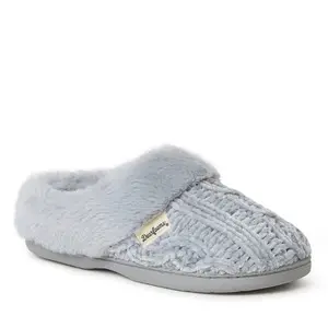DEARFOAMS Claire Cable Knit Chenille Clog Slipper - Sleet