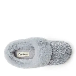 DEARFOAMS Claire Cable Knit Chenille Clog Slipper - Sleet