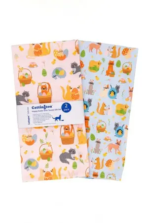 CATTINGTON Cat Kitchen Towels - Easter Kitties