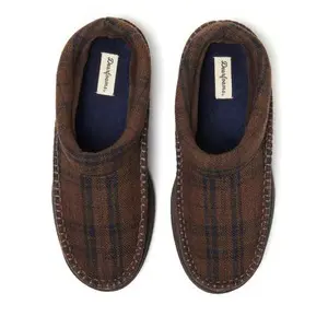 DEARFOAMS Thompson Plaid Moccasin Toe Clog Slipper - Brown