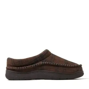 DEARFOAMS Thompson Plaid Moccasin Toe Clog Slipper - Brown