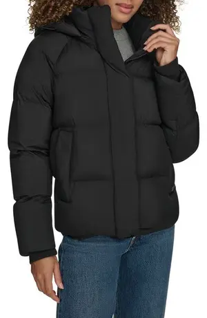 LEVI'S Hooded Quilted Puffer Jacket - Black