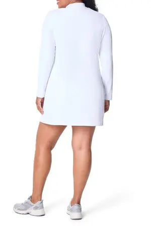 Spanx Half-zip Ribbed Mini Dress - Vivid White