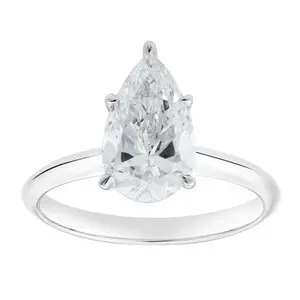 LUVMYJEWELRY Nadine Pear Lab Grown Diamond Solitaire Ring - 14k White Gold
