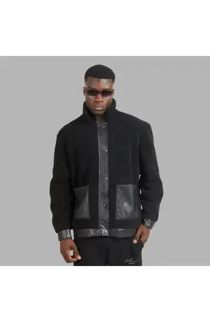 BLVCK PARIS Shearling Jacket With Vegan Leather Pockets
