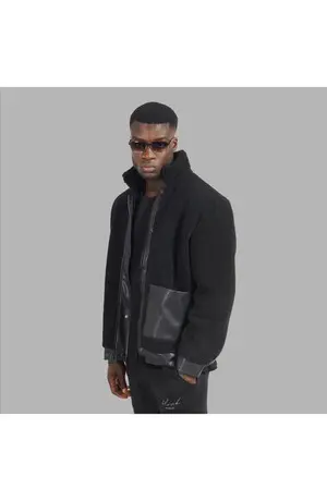 BLVCK PARIS Shearling Jacket With Vegan Leather Pockets