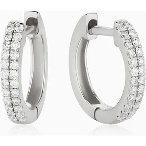 ORADINA 14k Gold Diamond Mini Hoop Earrings - White Gold - Diamonds