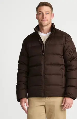 LANDS' END Wide Channel 600 Fill Power Down Puffer Jacket - Rich Coffee