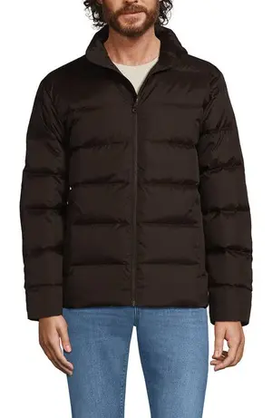 LANDS' END Wide Channel 600 Fill Power Down Puffer Jacket - Rich Coffee