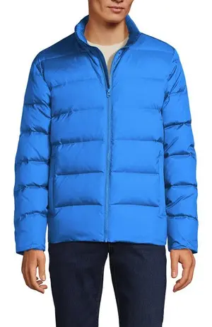 LANDS' END Wide Channel 600 Fill Power Down Puffer Jacket Vista Blue