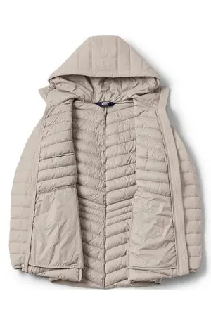 LANDS' END Wanderweight Packable Down Long Jacket - Dusk Gray