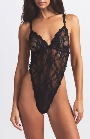 SKIMS Stretch Lace Teddy - Soot
