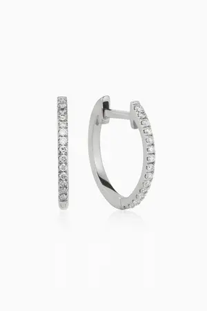ORADINA 14k Gold Diamond Hoop Earrings - White Gold - Diamonds