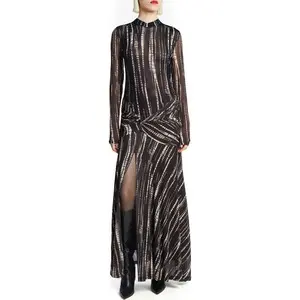 Bardot Lea Long Sleeve Mesh Dress - Black/brown