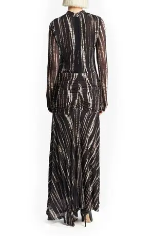 Bardot Lea Long Sleeve Mesh Dress - Black/brown