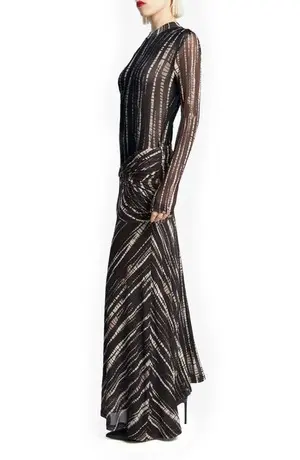 Bardot Lea Long Sleeve Mesh Dress - Black/brown