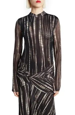 Bardot Lea Long Sleeve Mesh Dress - Black/brown