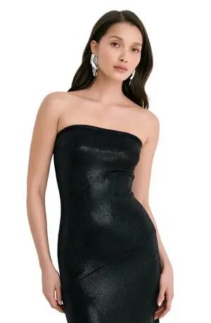 MARCELLA Ciel Strapless Metallic Gown - Onyx