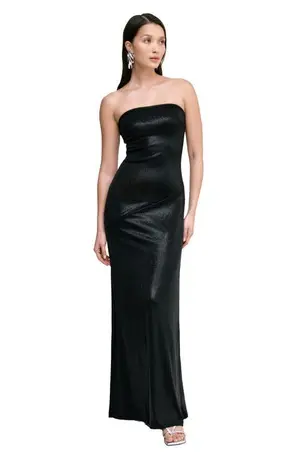 MARCELLA Ciel Strapless Metallic Gown - Onyx