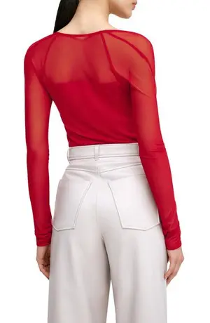 MARCELLA Lucia Jersey & Mesh Top - Red