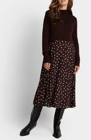 Seraphine Polka Dot Midi Dress & Sweater Maternity/nursing Set