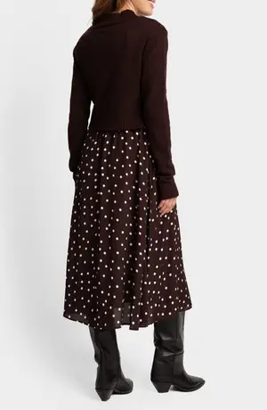 Seraphine Polka Dot Midi Dress & Sweater Maternity/nursing Set
